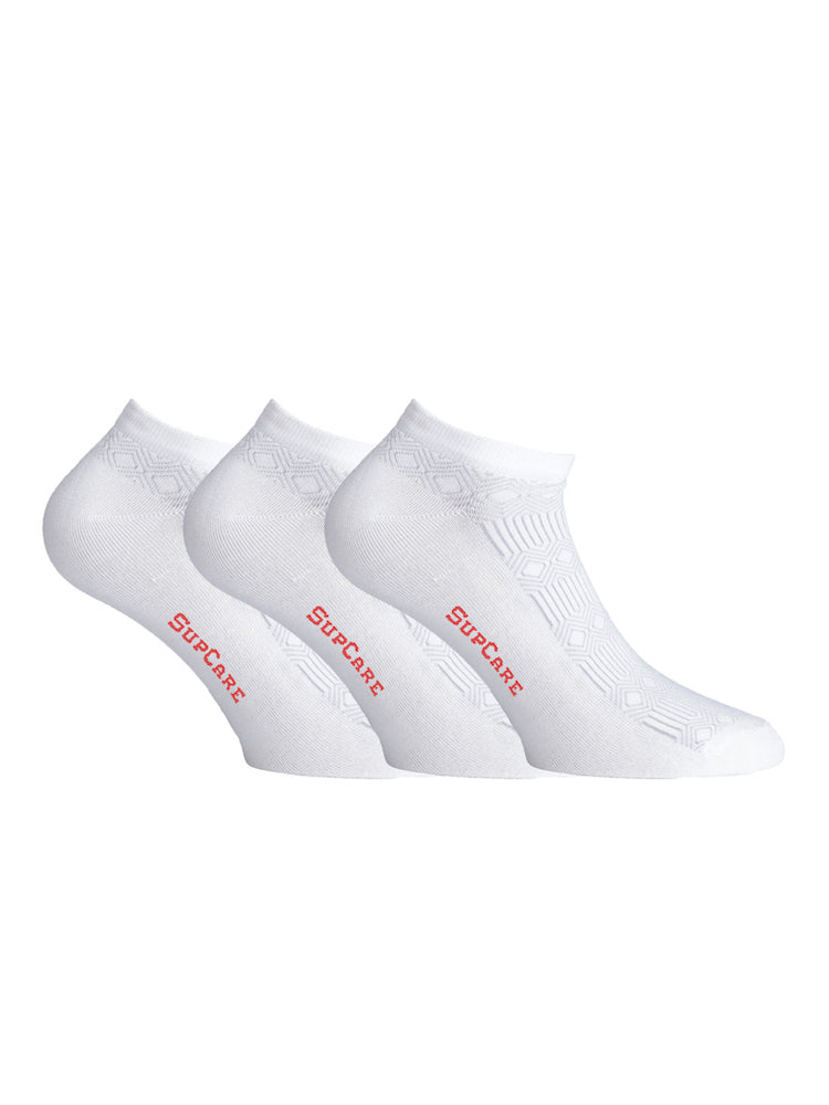 Bamboo ankle socks, 3 pairs, white Marocco pattern – SupCare