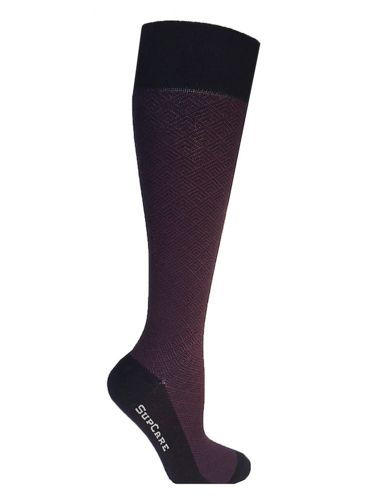 Bamboo compression stockings, black with red pattern – SupCare