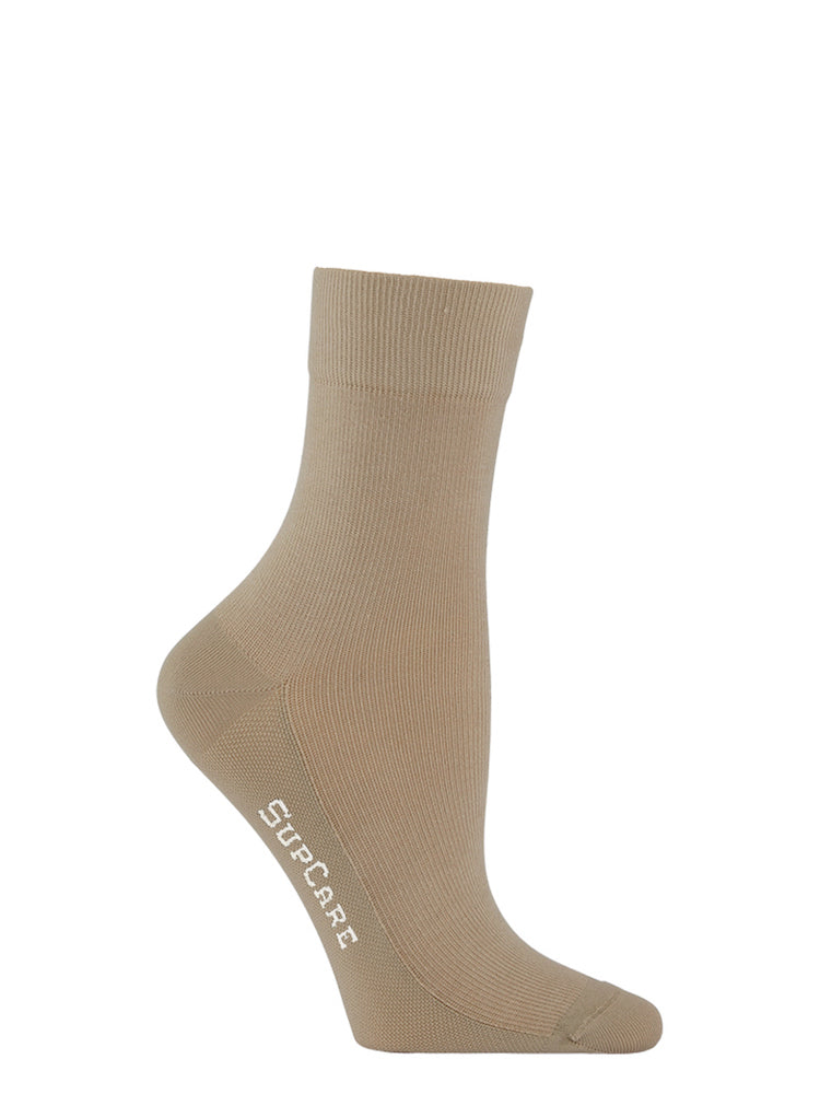 Cotton compression crew socks, plain beige – SupCare