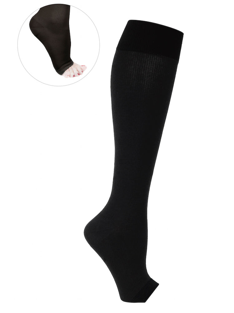 Meryl Skinlife compression stockings, open toe, black – SupCare